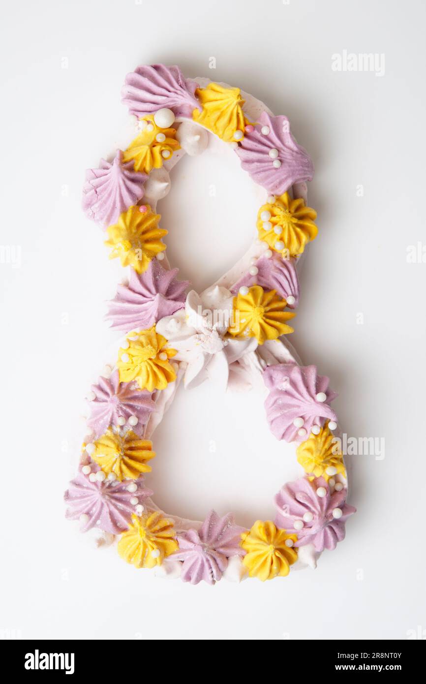 Meringue dessert in the shape of digit 8 - symbol of International ...