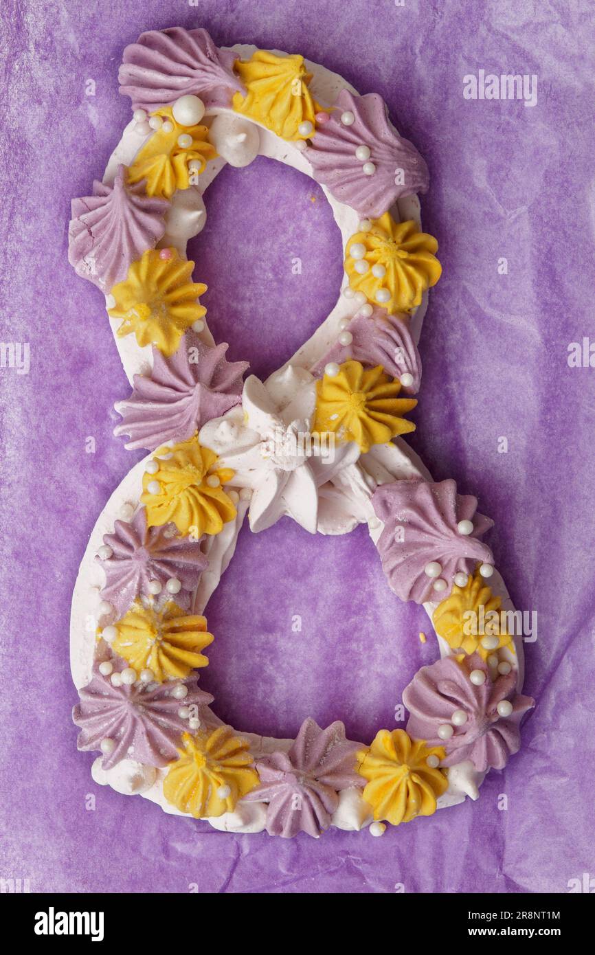 Meringue dessert in the shape of digit 8 - symbol of International ...