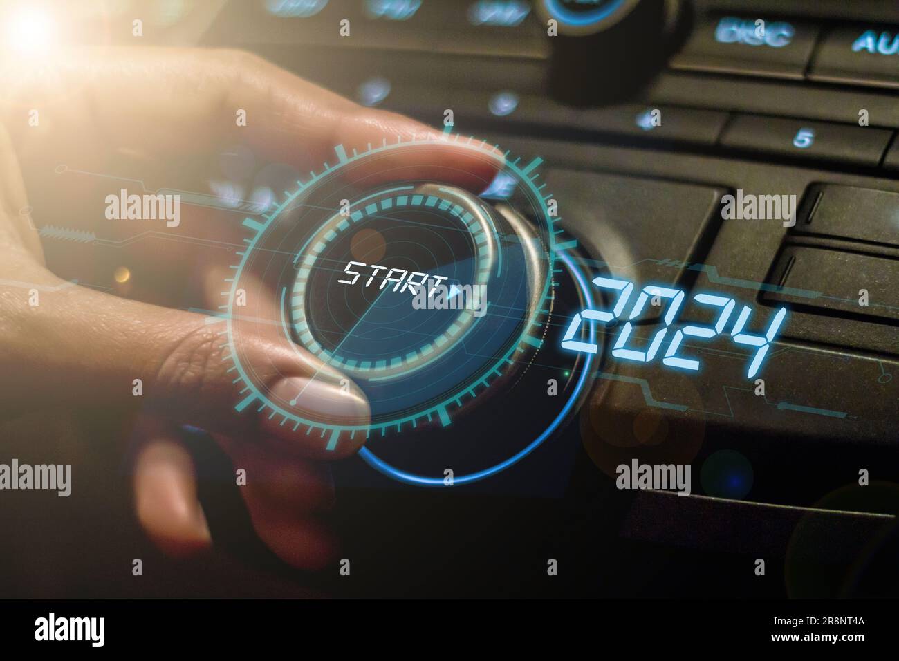 2024 twist the start button 2024 new year concept two thousand and twenty four Stock Photo - Alamy