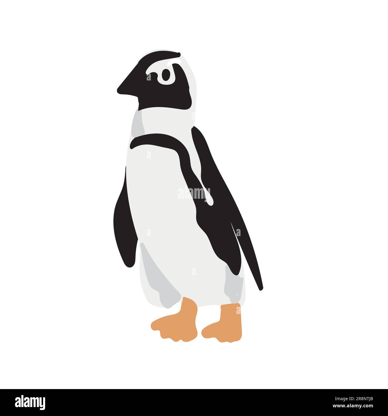 Hand drawn cartoon flat penguin icon. Simple black animal. Vector ...