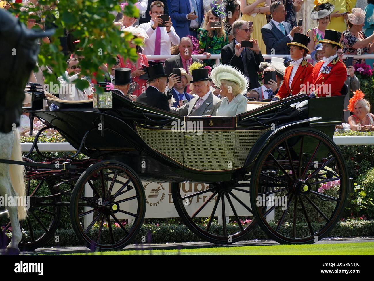 King Charles III and Queen Camilla arrive by carriage with The Earl of ...