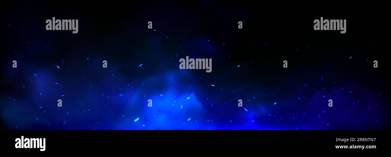 Blue fire overlay with spark ember flame and smoke realistic background ...