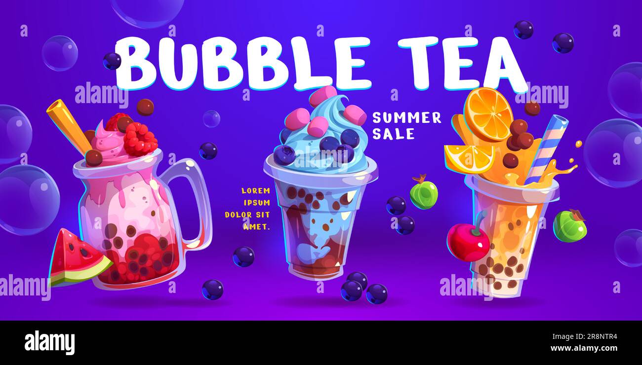 Milk coffee and tea bubble ice drink in cup vector illustration ...