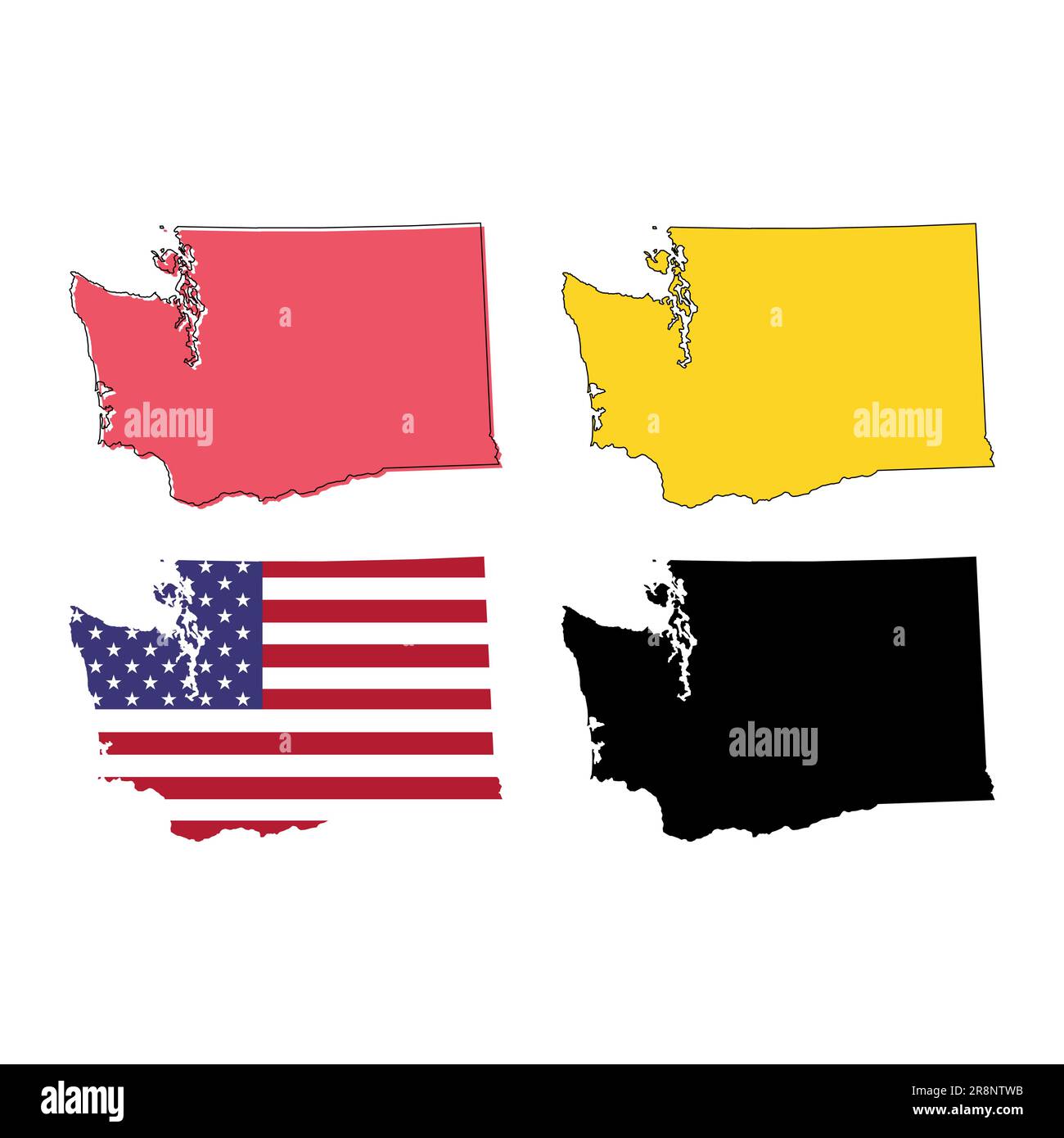 Set of Washington map shape, united states of america. Flat concept ...