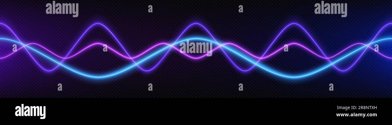 Neon audio voice frequency wave and abstract sound light vector ...