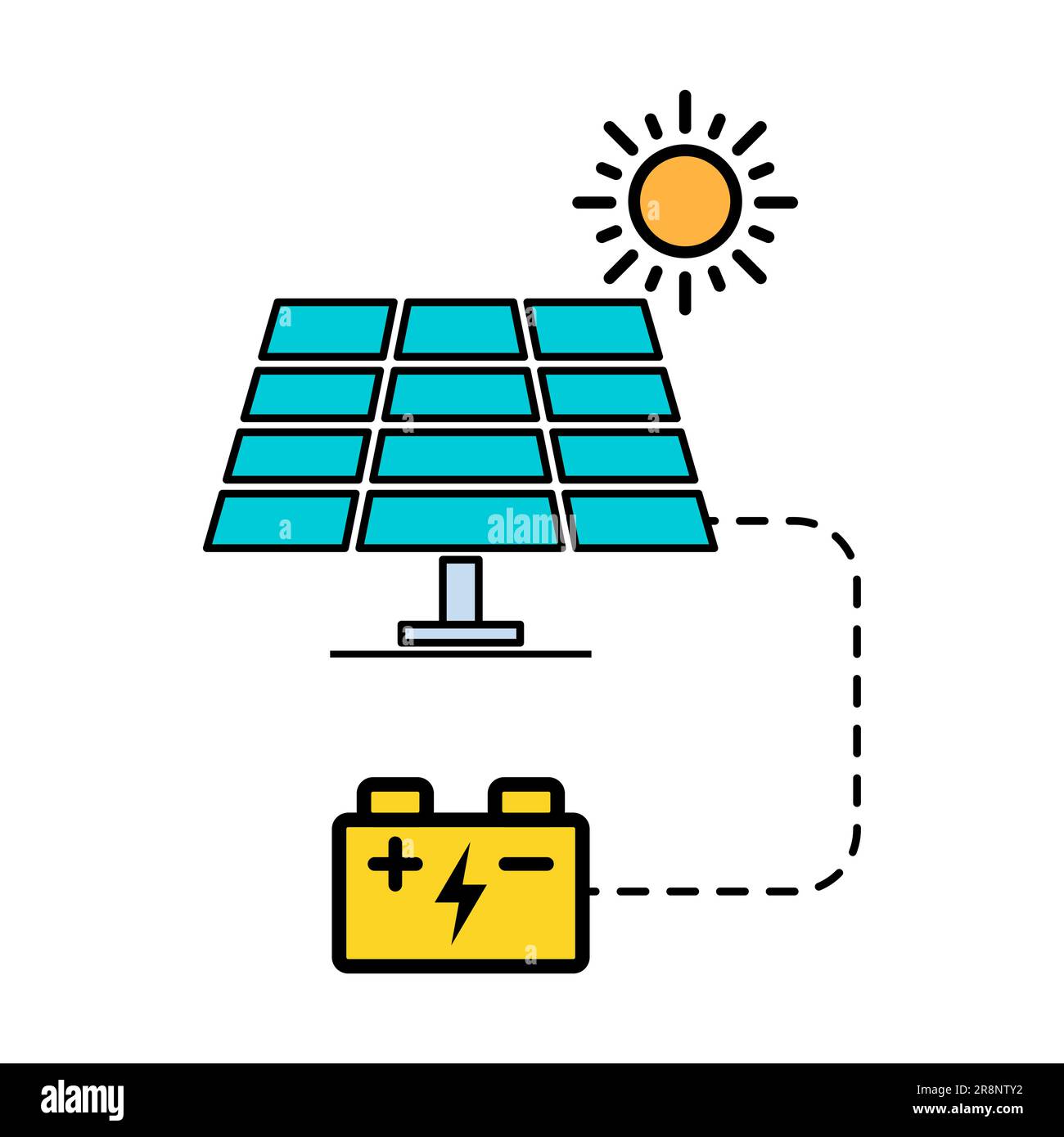 Solar panel icon, green power technology, ecology alternative energy ...