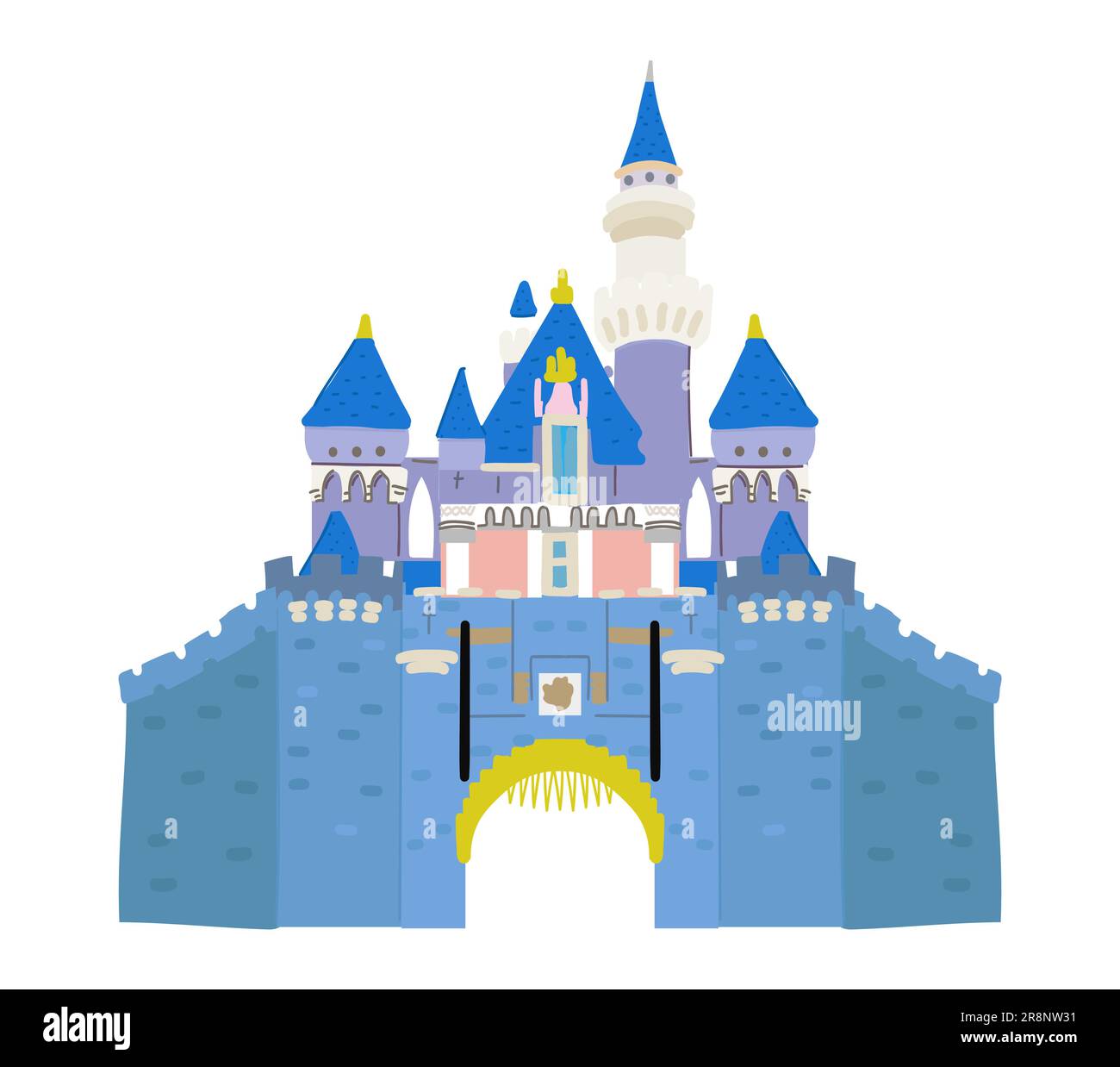 Beautiful fairy-tale castle for princess with turrets and triangular ...
