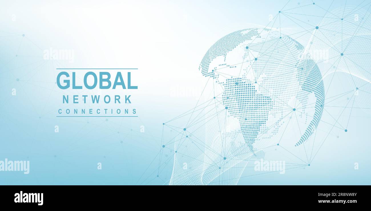 Global network connection concept. Big data visualization. Social network communication in the ...