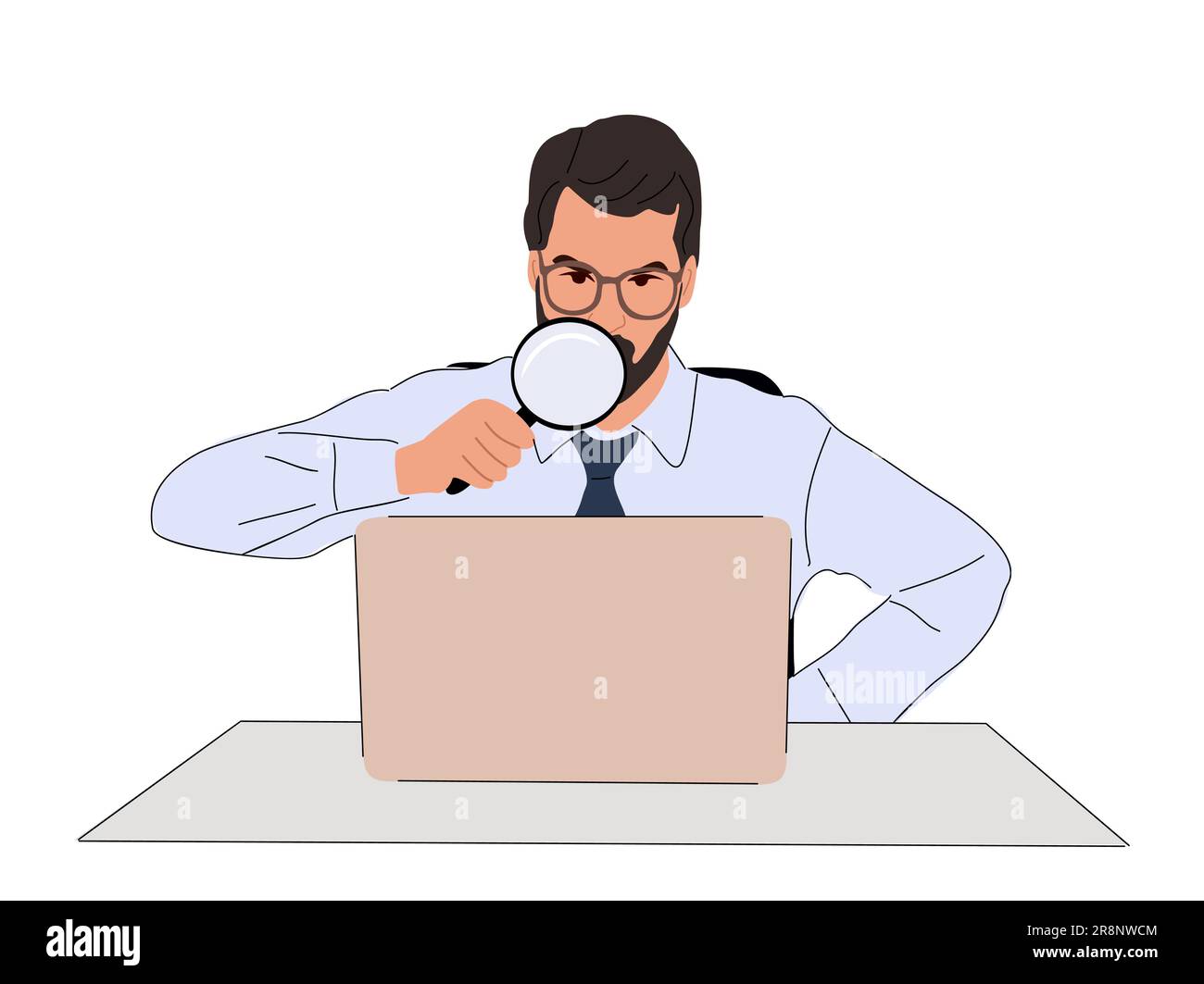 Business man looking with magnifying glass vector Stock Vector Image ...
