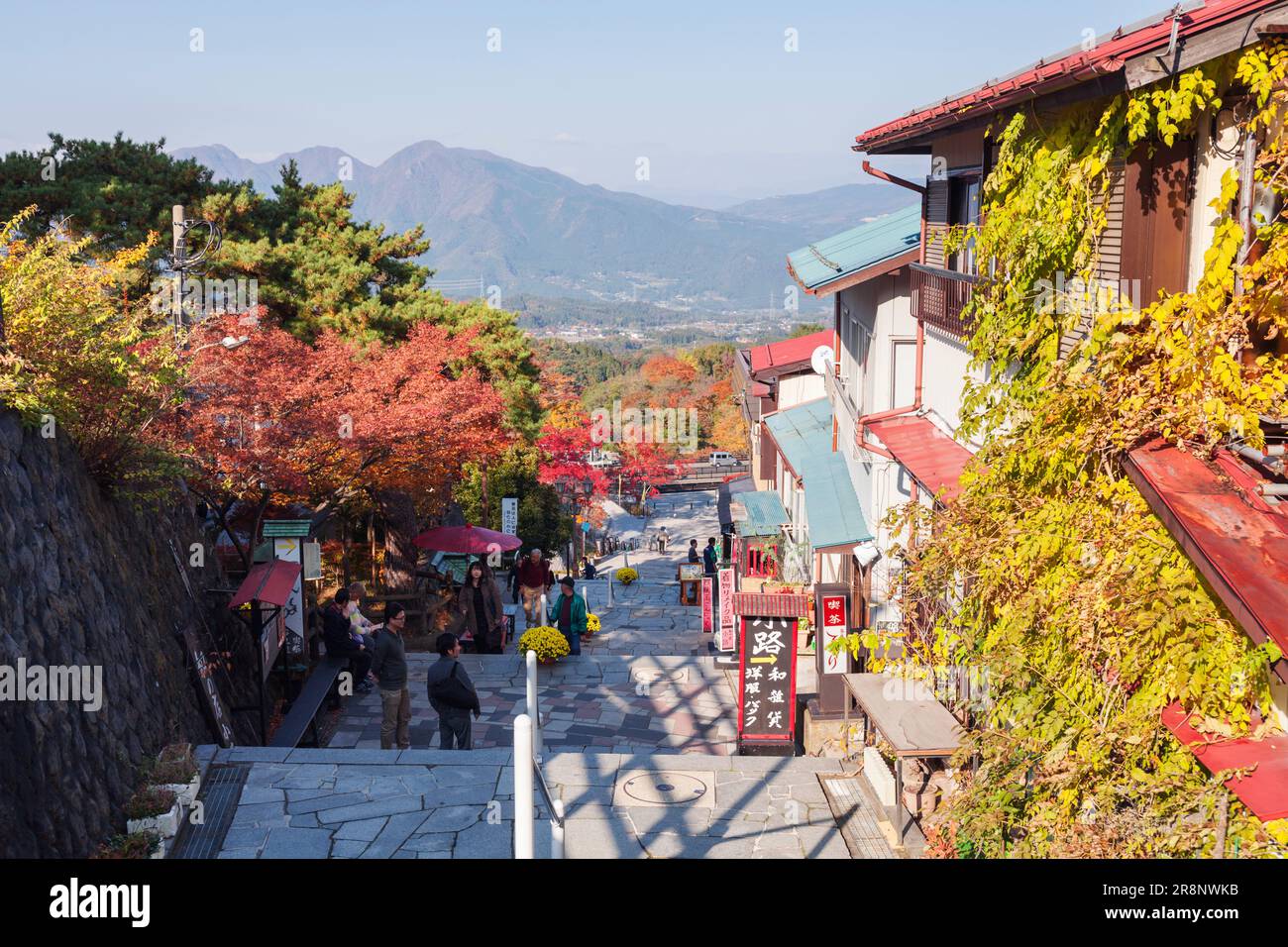 Stone steps street of Ikaho Onsen Stock Photo - Alamy