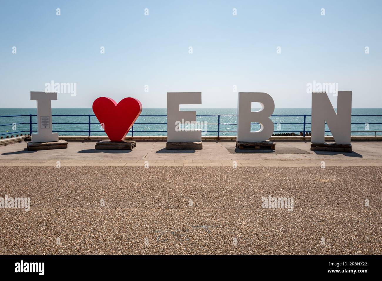 Eastbourne, June 16th 2023: The "I Love Eastbourne" sign on the beach ...