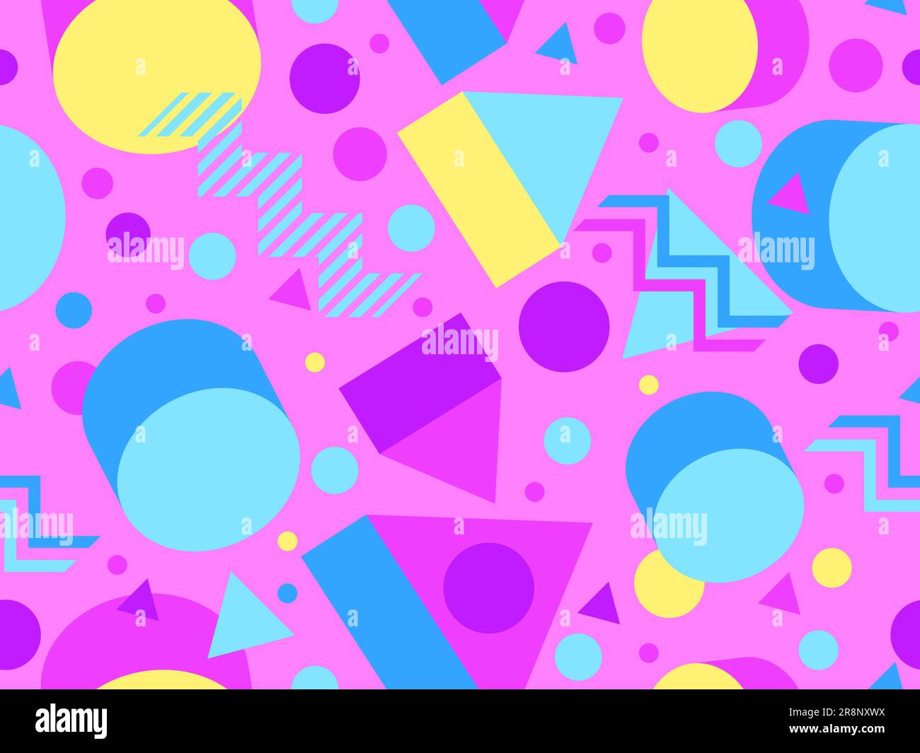3D geometric seamless pattern in 80s style. 3d isometric triangles ...
