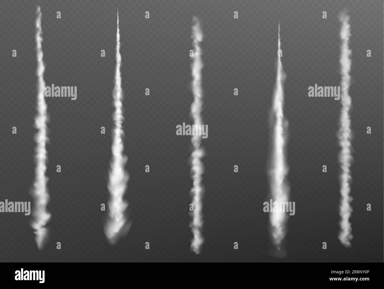 Plain smoke trail effect. Jet vector white contrail line on transparent ...