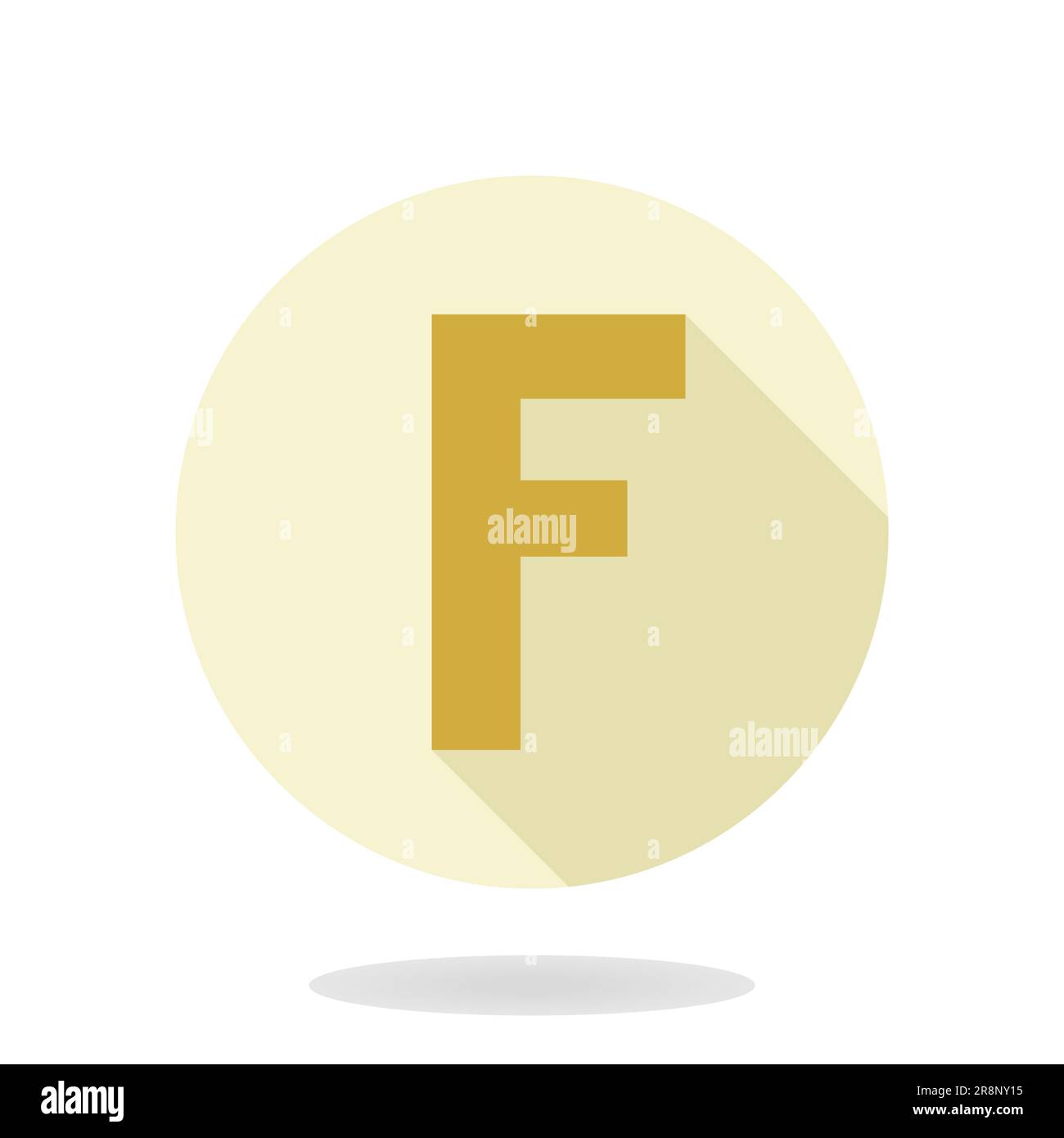 Golden vector letter F in the circle. Flat design and long shadow Stock ...