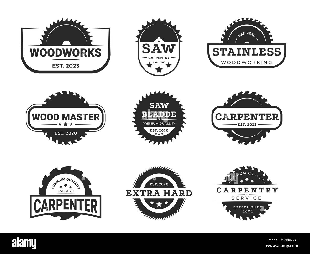 Circular saw carpentry logo. Industrial saw blade silhouettes for logo ...