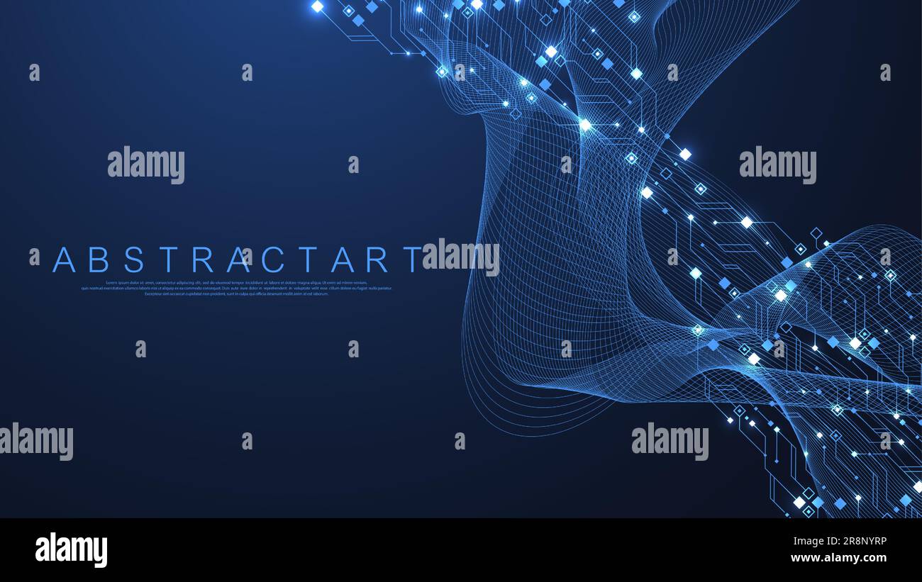 Quantum computer technologies concept. Futuristic blue circuit board background vector. Modern ...