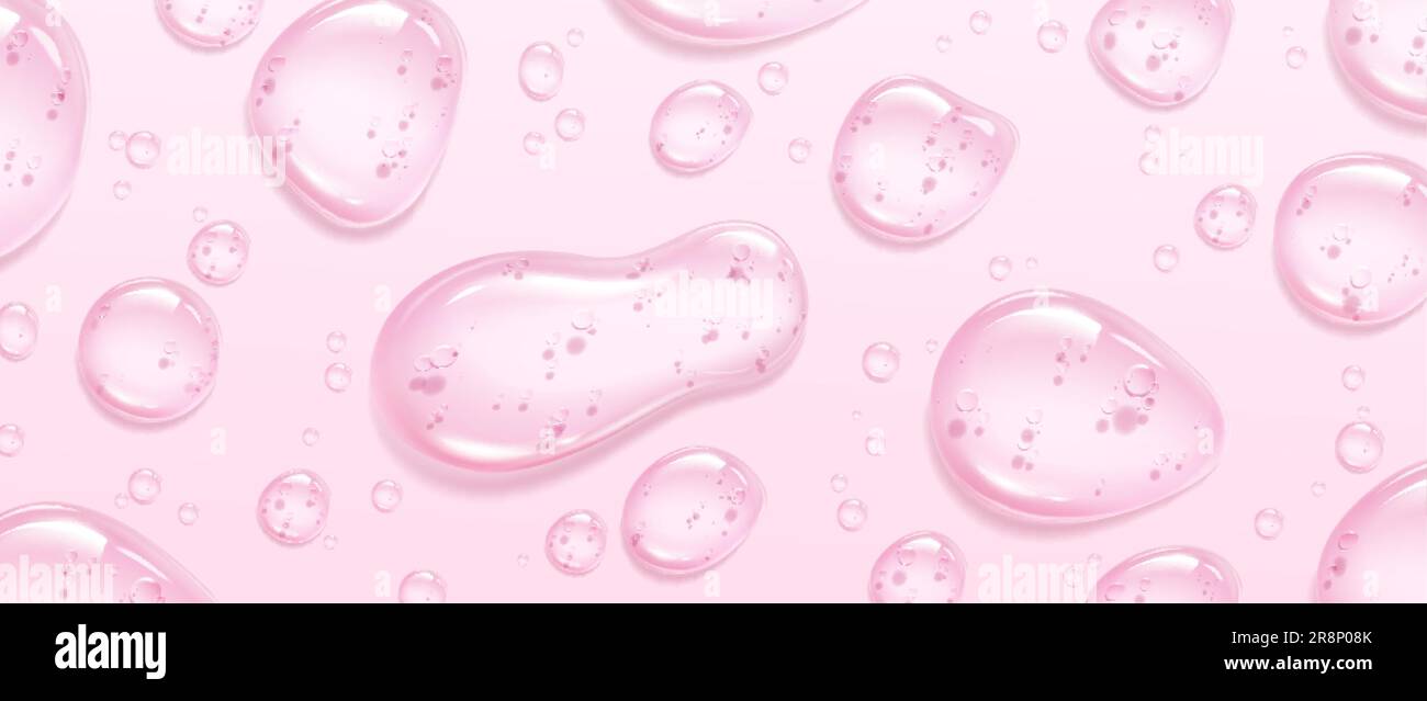 Realistic pink gel texture with transparent serum bubbles on surface ...