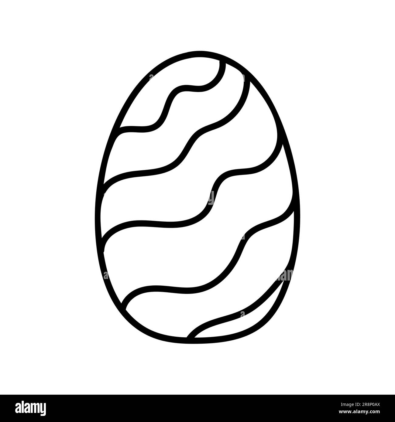 One easter egg with black diagonal waves ornament on white background ...