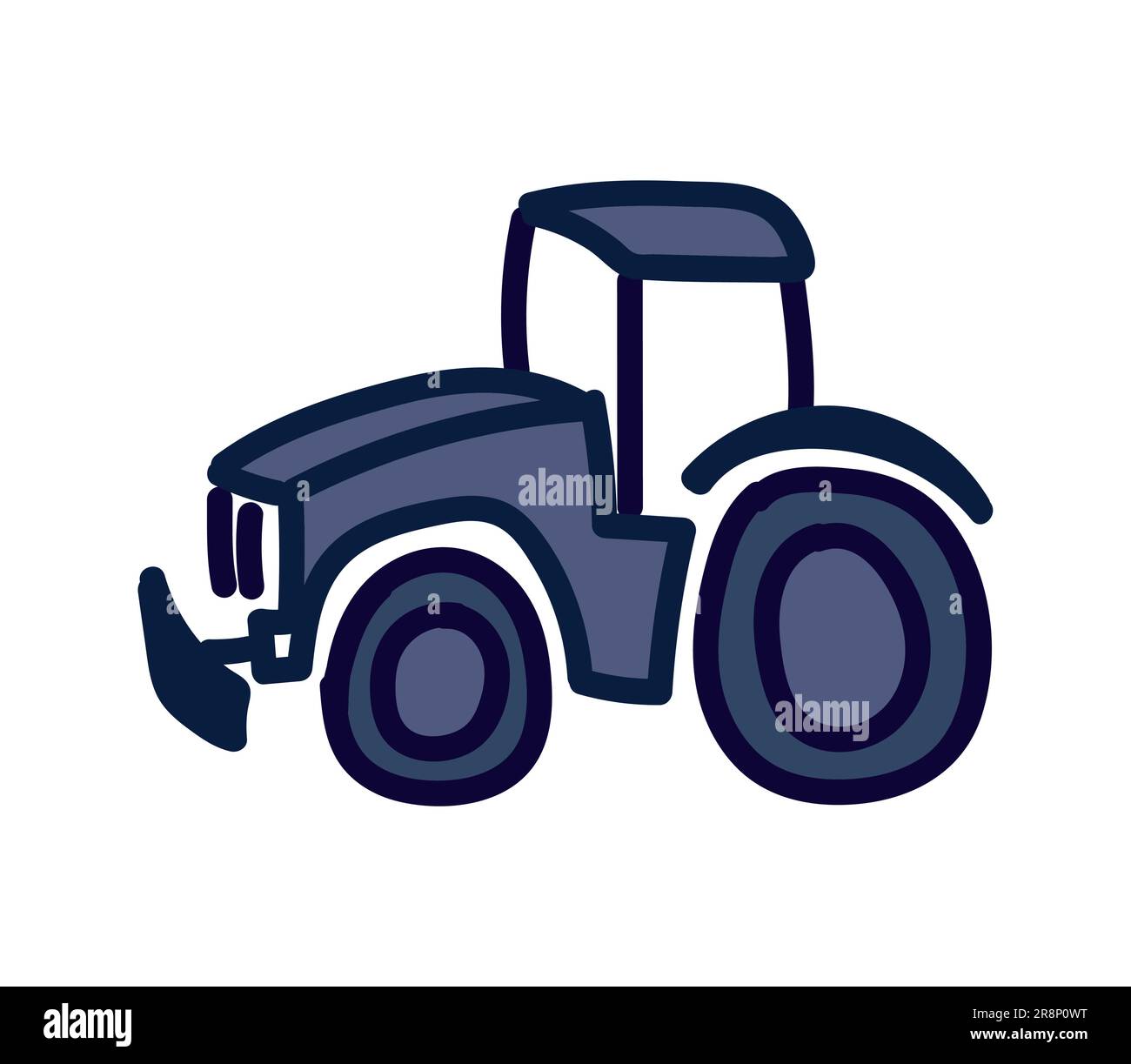 Hand drawn doodle tractor icon. Colored agricultural car isolated on ...