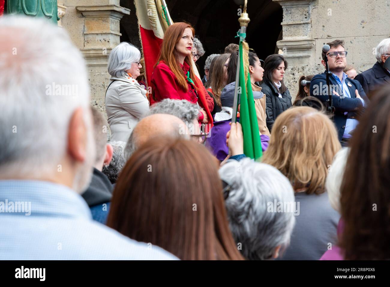 Italian politician Rosy Bindi and local authorities on stage during the ...