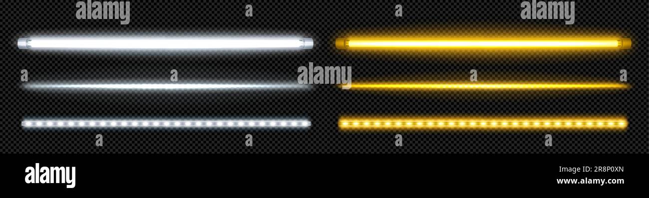Neon tube lamp in yellow and white for party border design. Vector ...