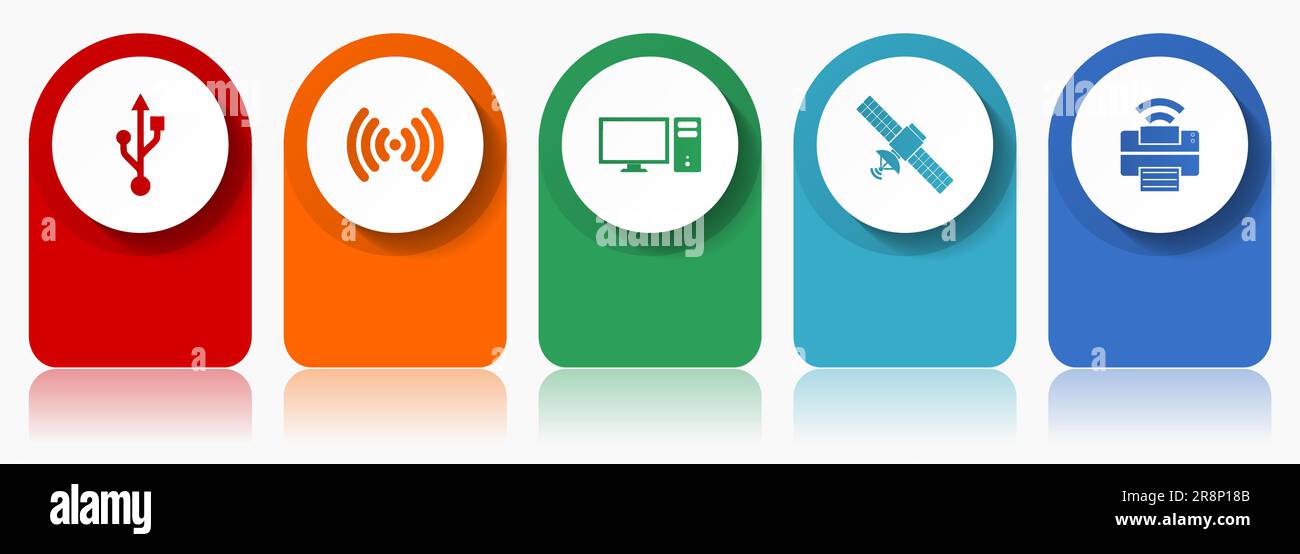 Technology icon set, miscellaneous vector icons such as usb, wifi ...