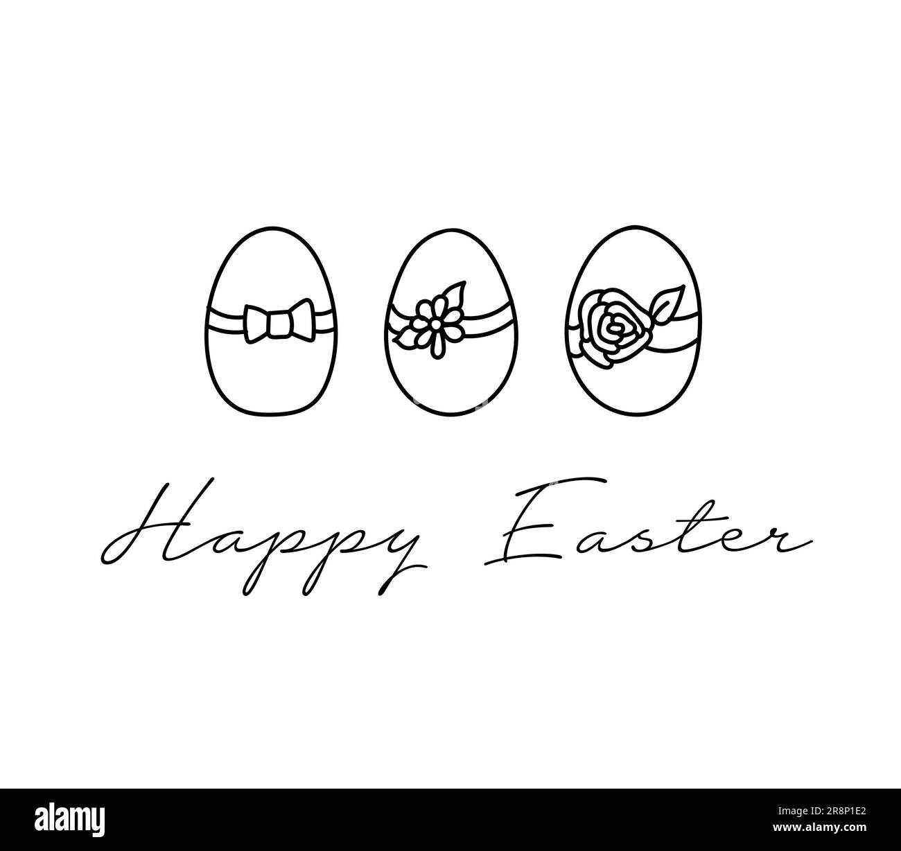 Hand drawn Easter eggs doodle set and lettering. ornament holidays ...