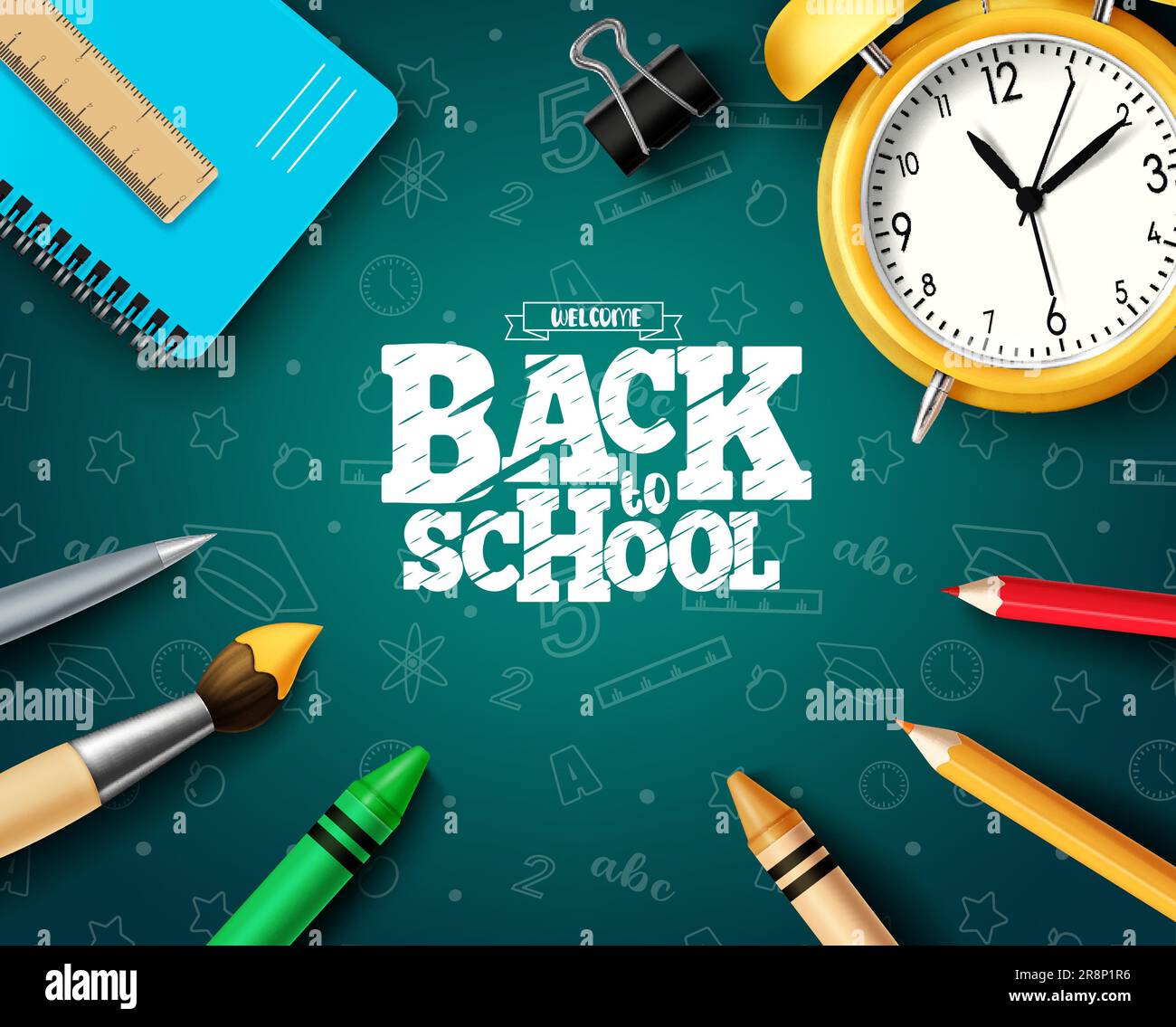 Back to school text vector design. School back typography in chalkboard ...