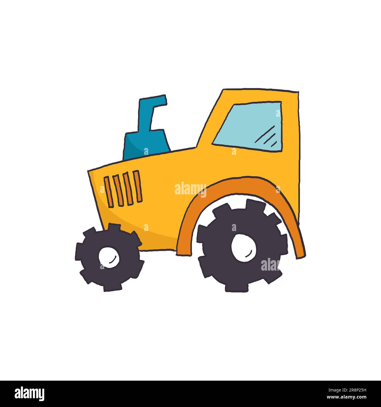Hand drawing tractor print design. Hand drawn transport icon of tractor ...