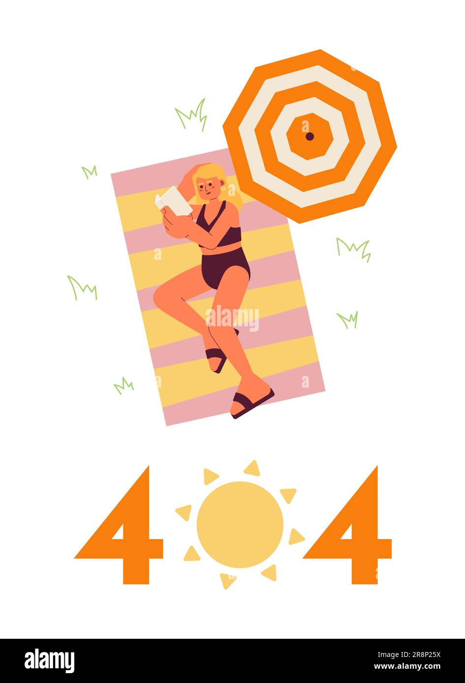 Woman reading on beach illustration hi-res stock photography and images ...