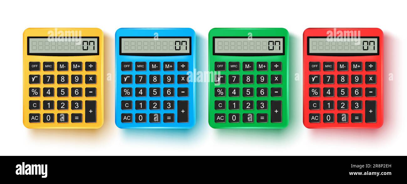 Calculator elements vector set design. School educational supplies for ...