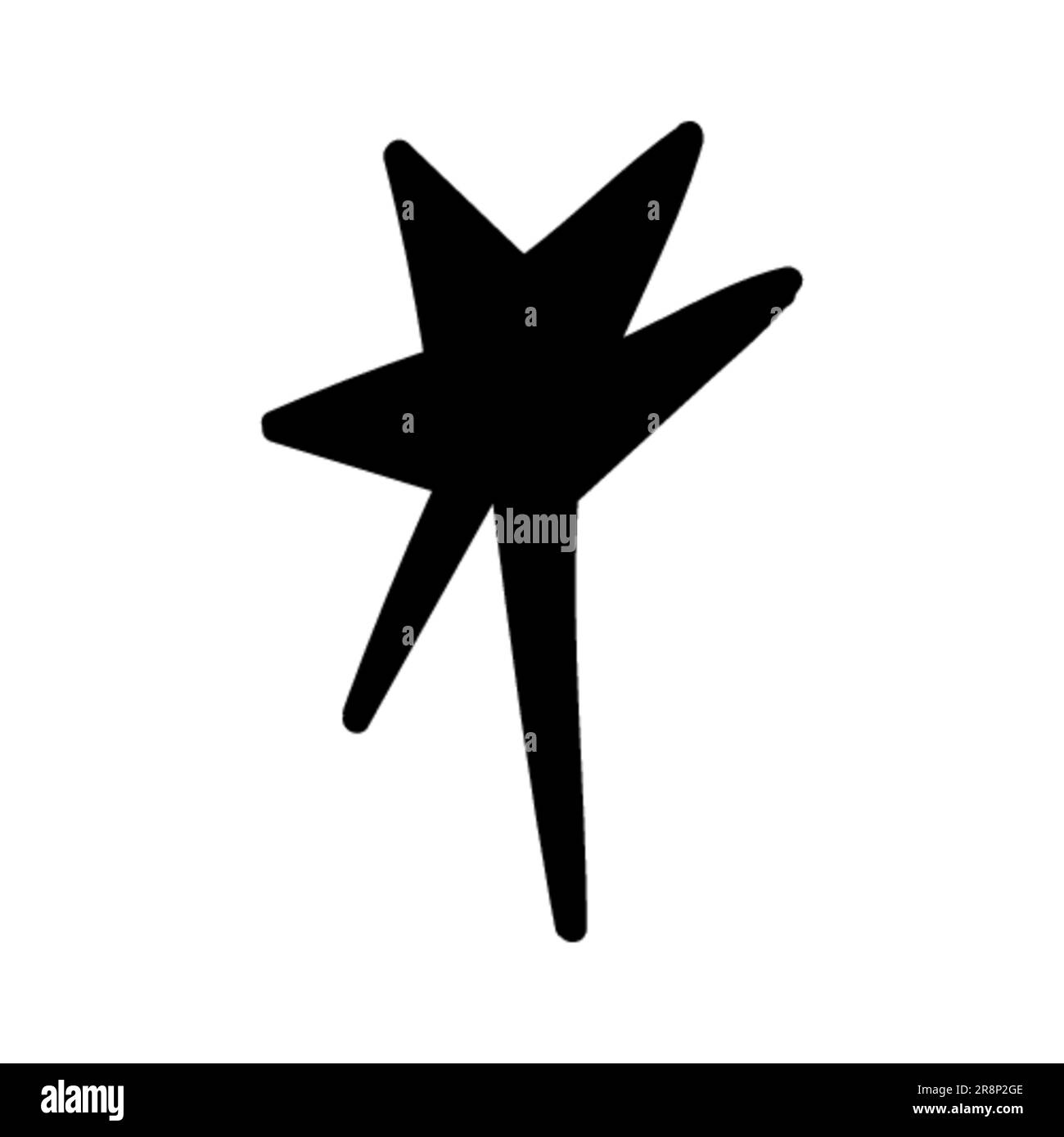 Hand drawn Y2K star retro futuristic ornament. Simple element on white ...