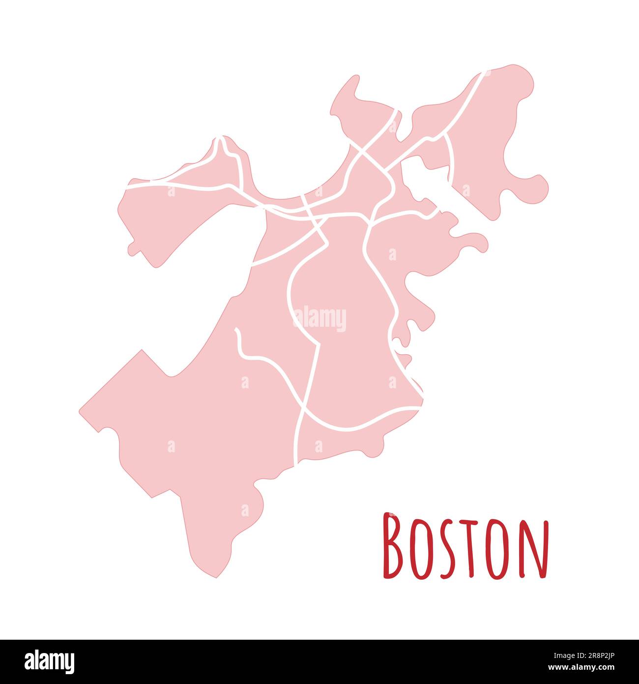 Boston, USA city map silhouette administrative division, vector map ...