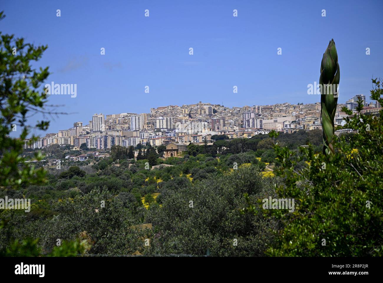 Landscape with panoramic view of Agrigento a town of the ancient Magna ...