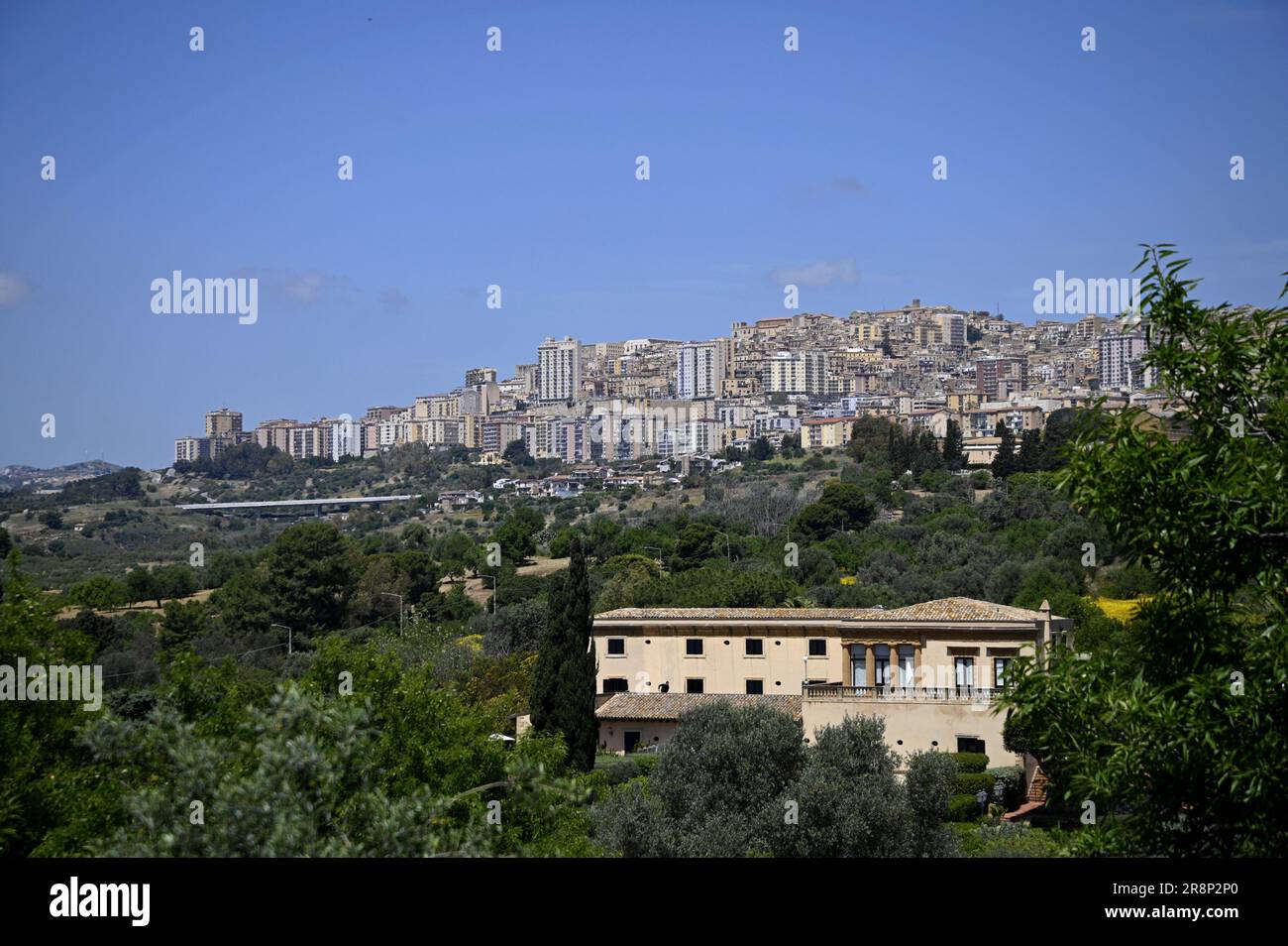 Landscape with panoramic view of Agrigento a town of the ancient Magna ...