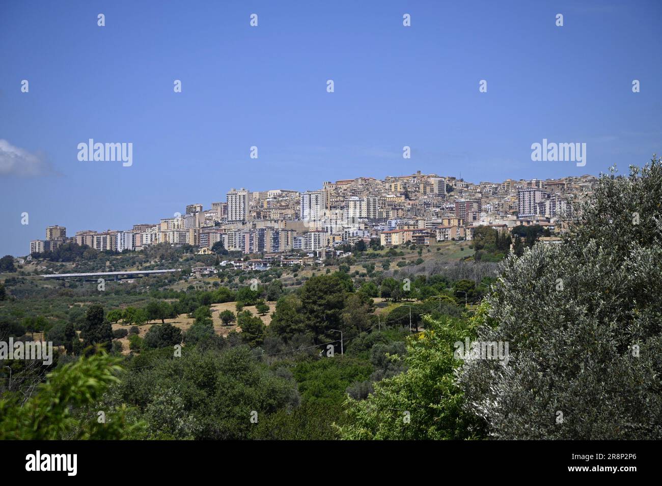 Landscape with panoramic view of Agrigento a town of the ancient Magna ...
