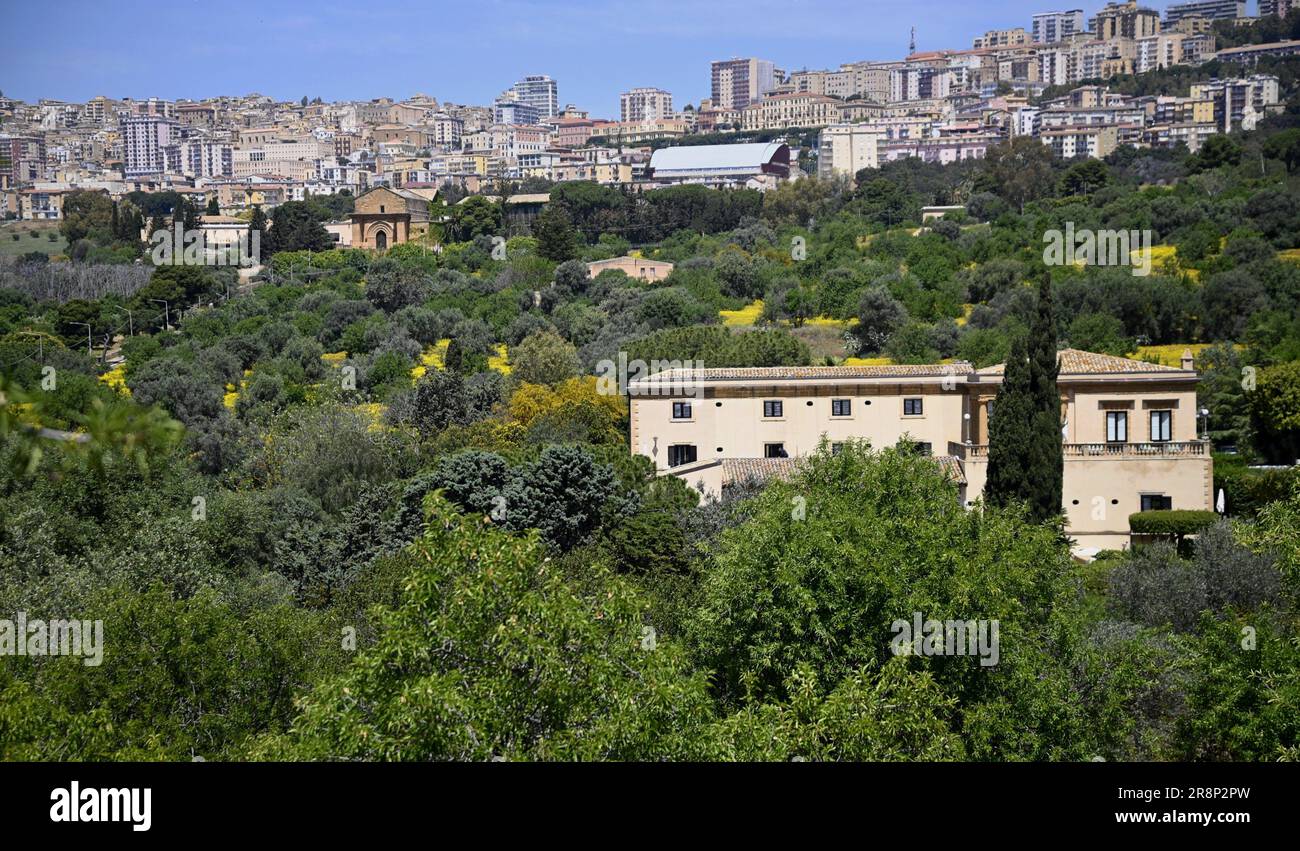 Landscape with panoramic view of Agrigento a town of the ancient Magna ...