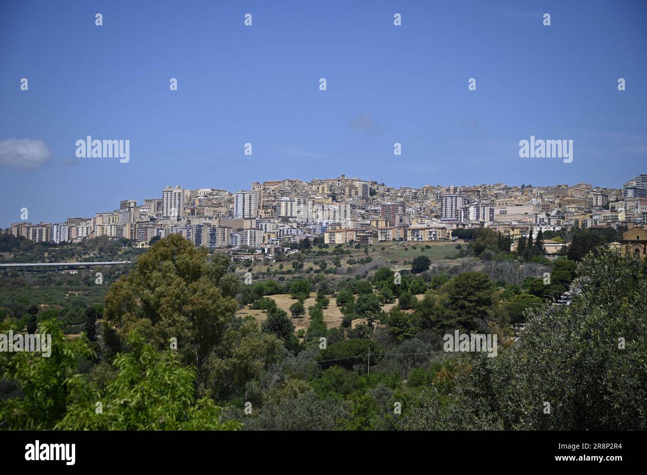 Landscape with panoramic view of Agrigento a town of the ancient Magna ...