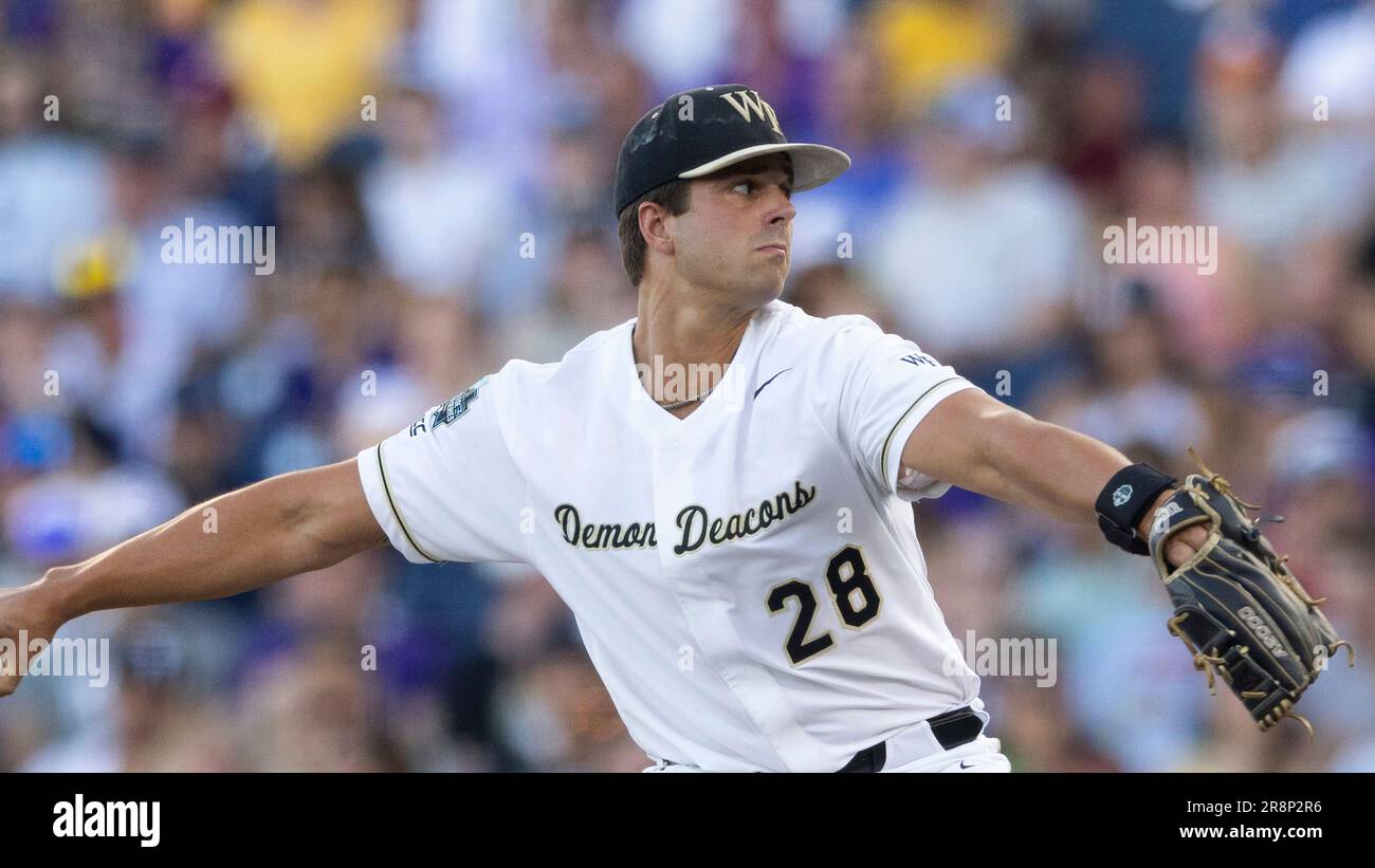 Wake Forest's Cole Roland throws against LSU in a baseball game at the ...