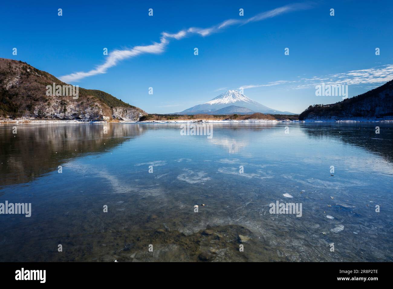 Lake Shojin and Mt Stock Photo - Alamy