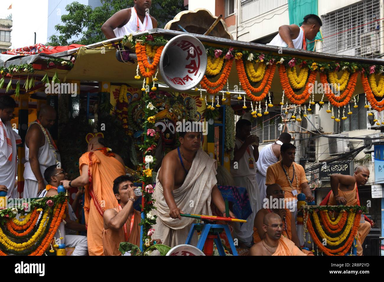 The devotees of the International Society Of Krishna Consciousness (ISKCON) celebrate Rath Yatra ...