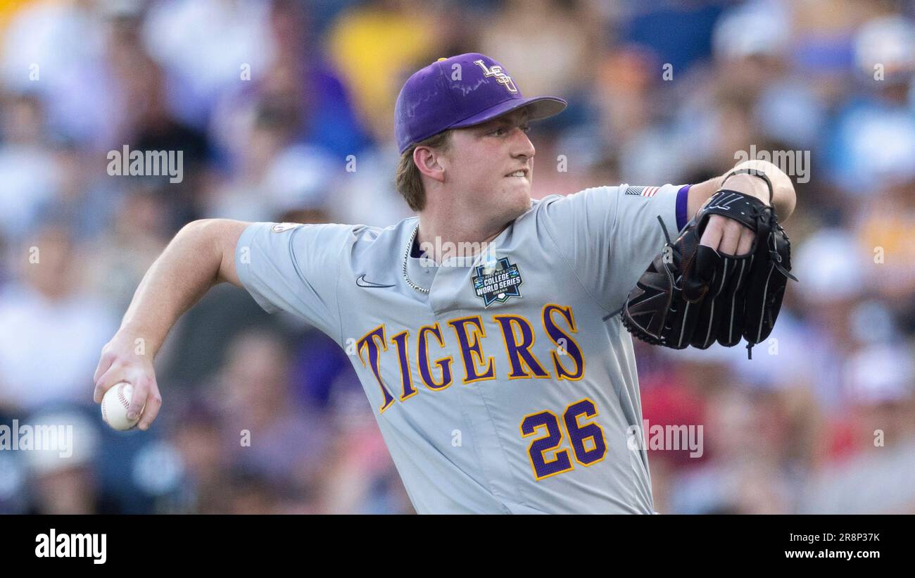 LSU's Thatcher Hurd throws against Wake Forest in a baseball game at ...
