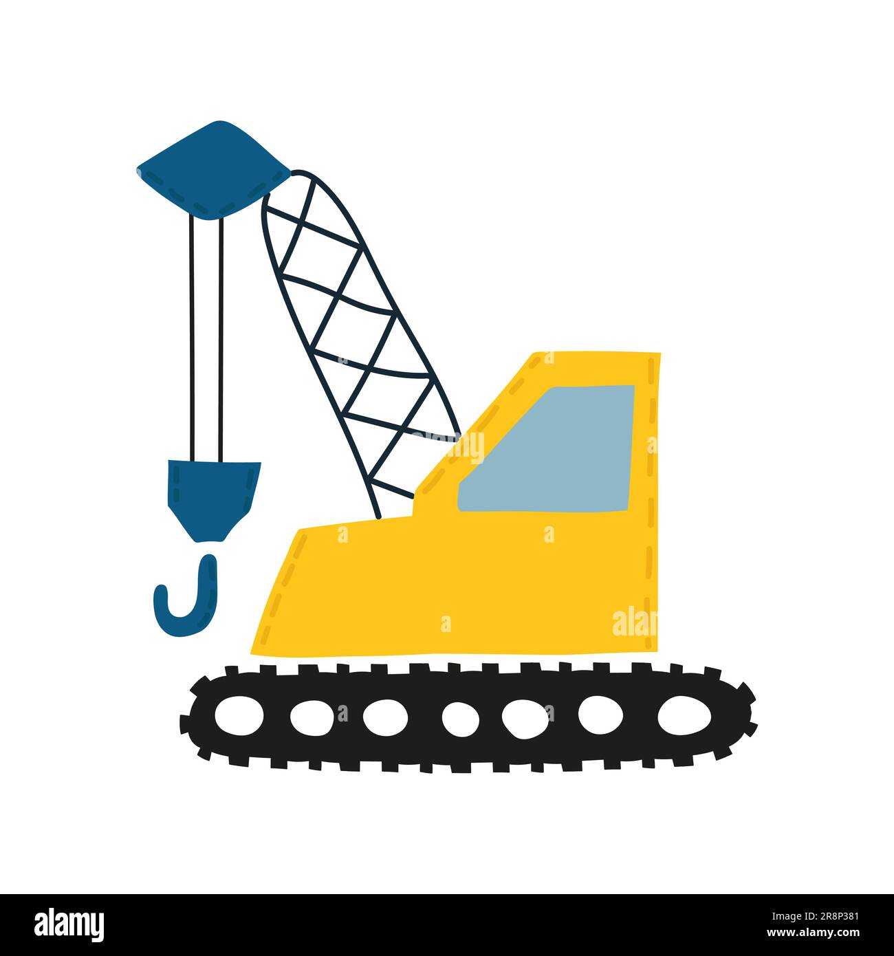 Cute Construction Lift crane with yellow cabin. funny car for fabric ...