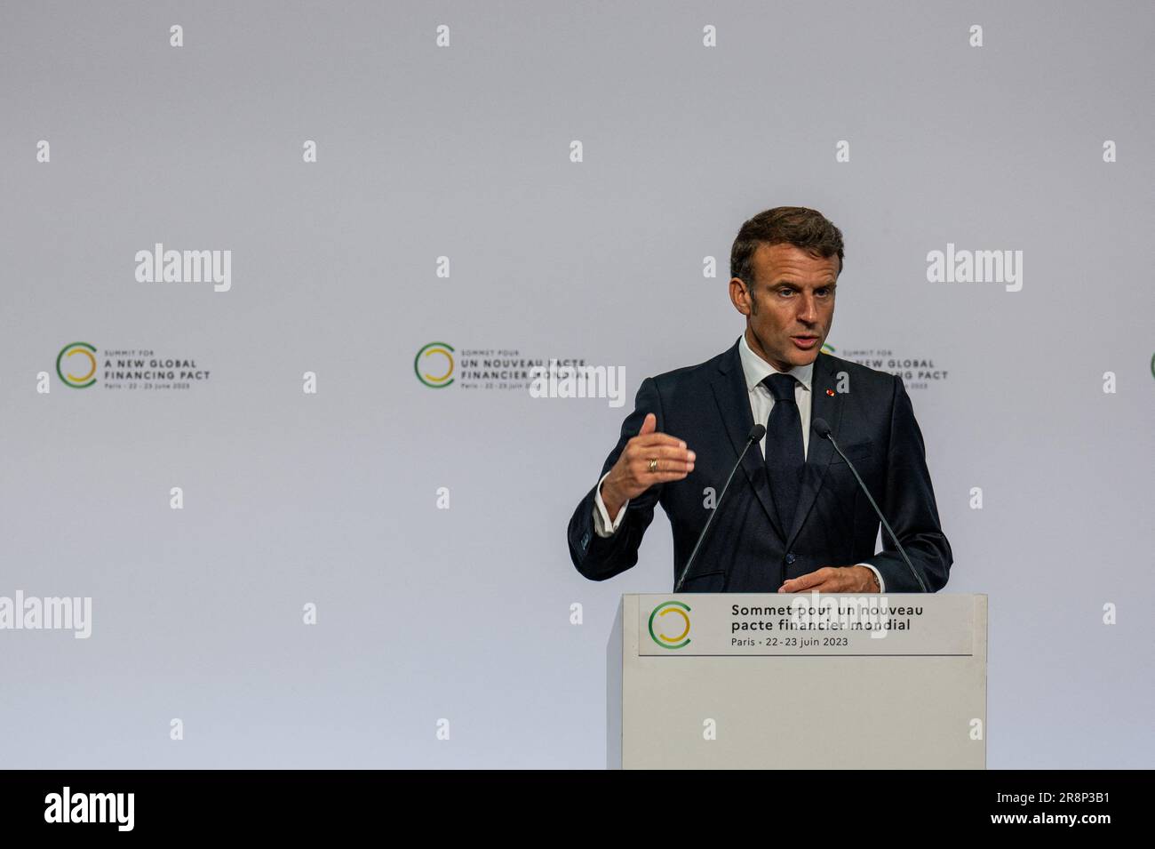 Paris, France. 22nd June, 2023. French president Emmanuel Macron ...