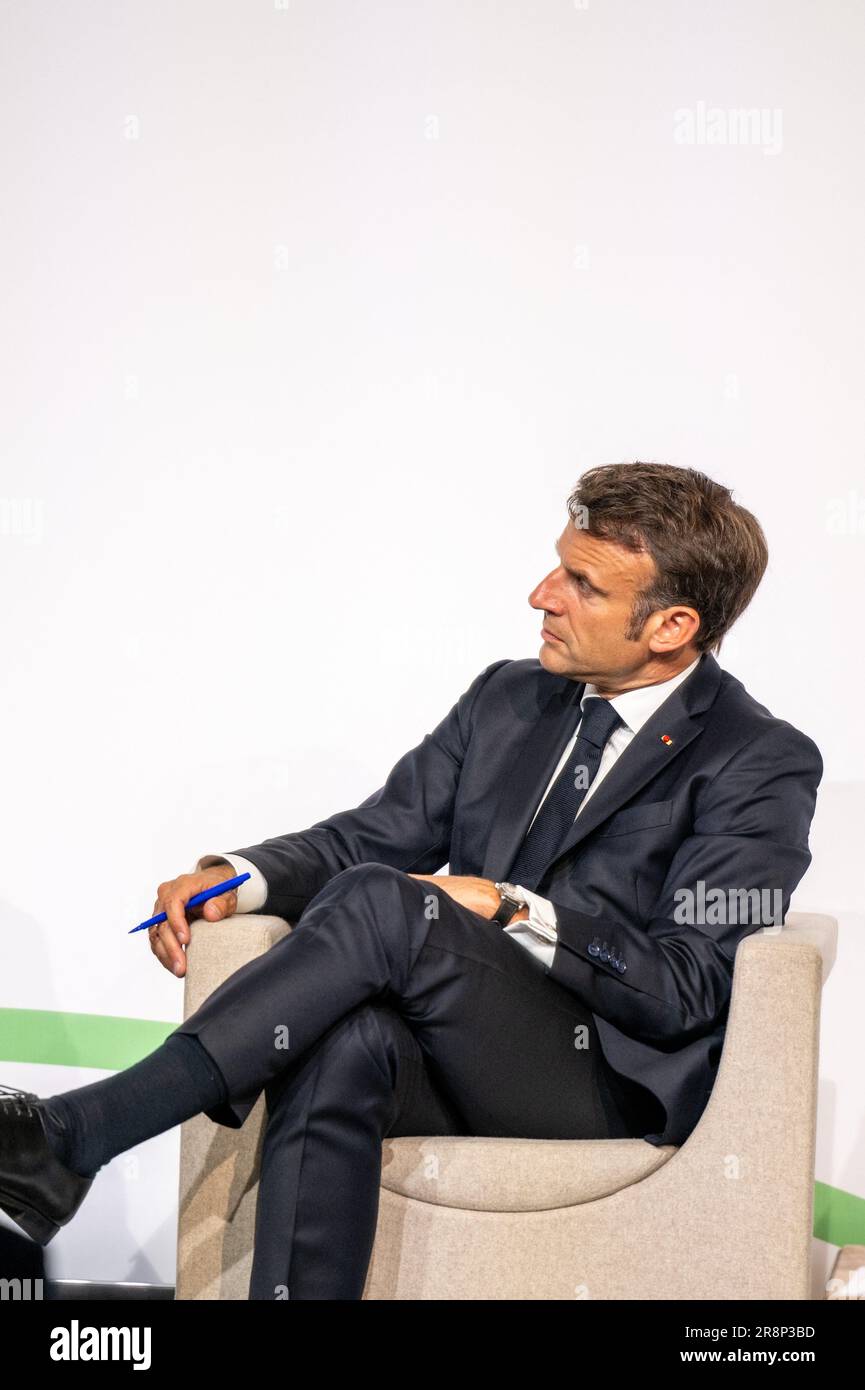 Paris, France. 22nd June, 2023. French president Emmanuel Macron ...