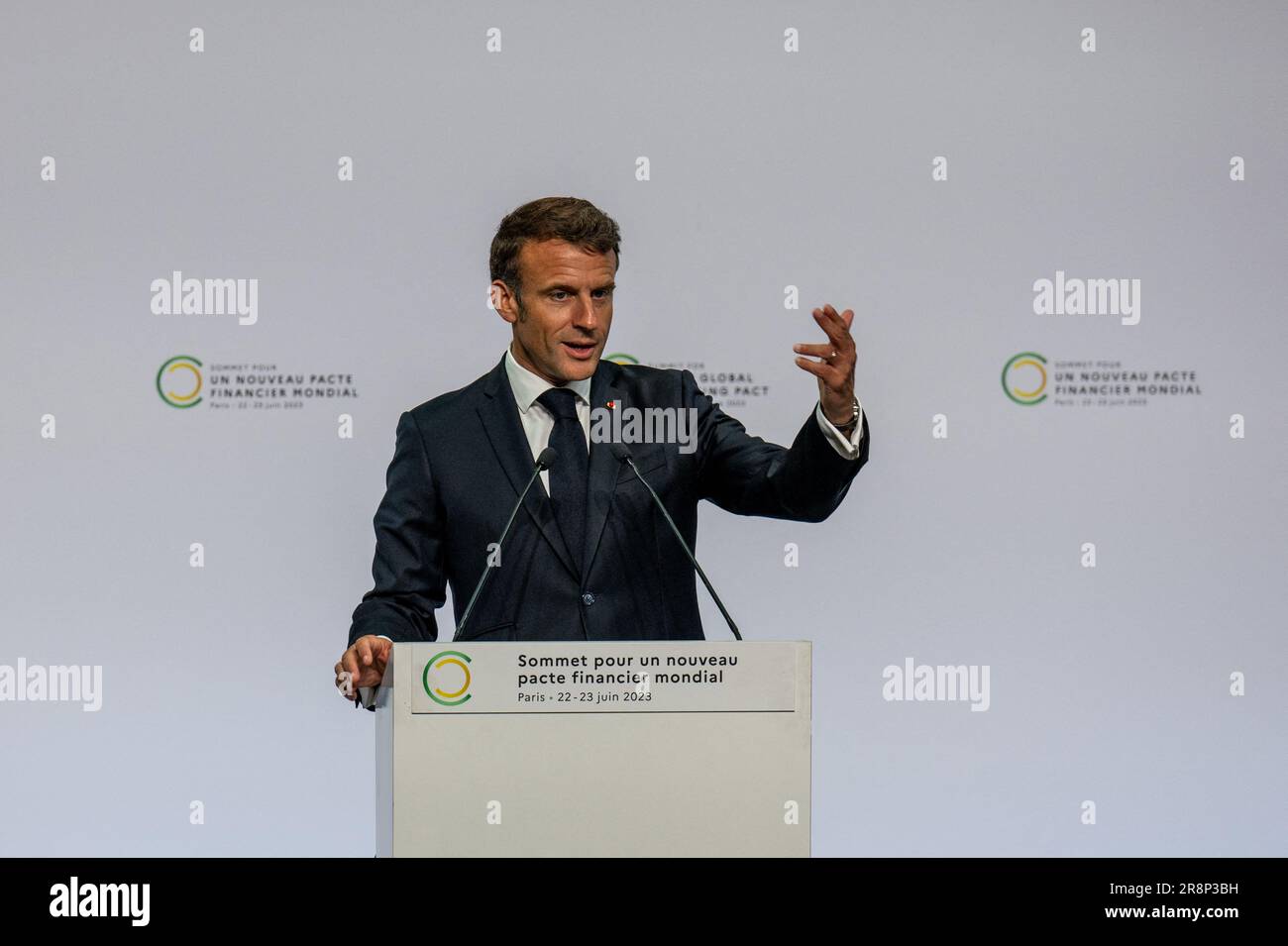 Paris, France. 22nd June, 2023. French president Emmanuel Macron ...