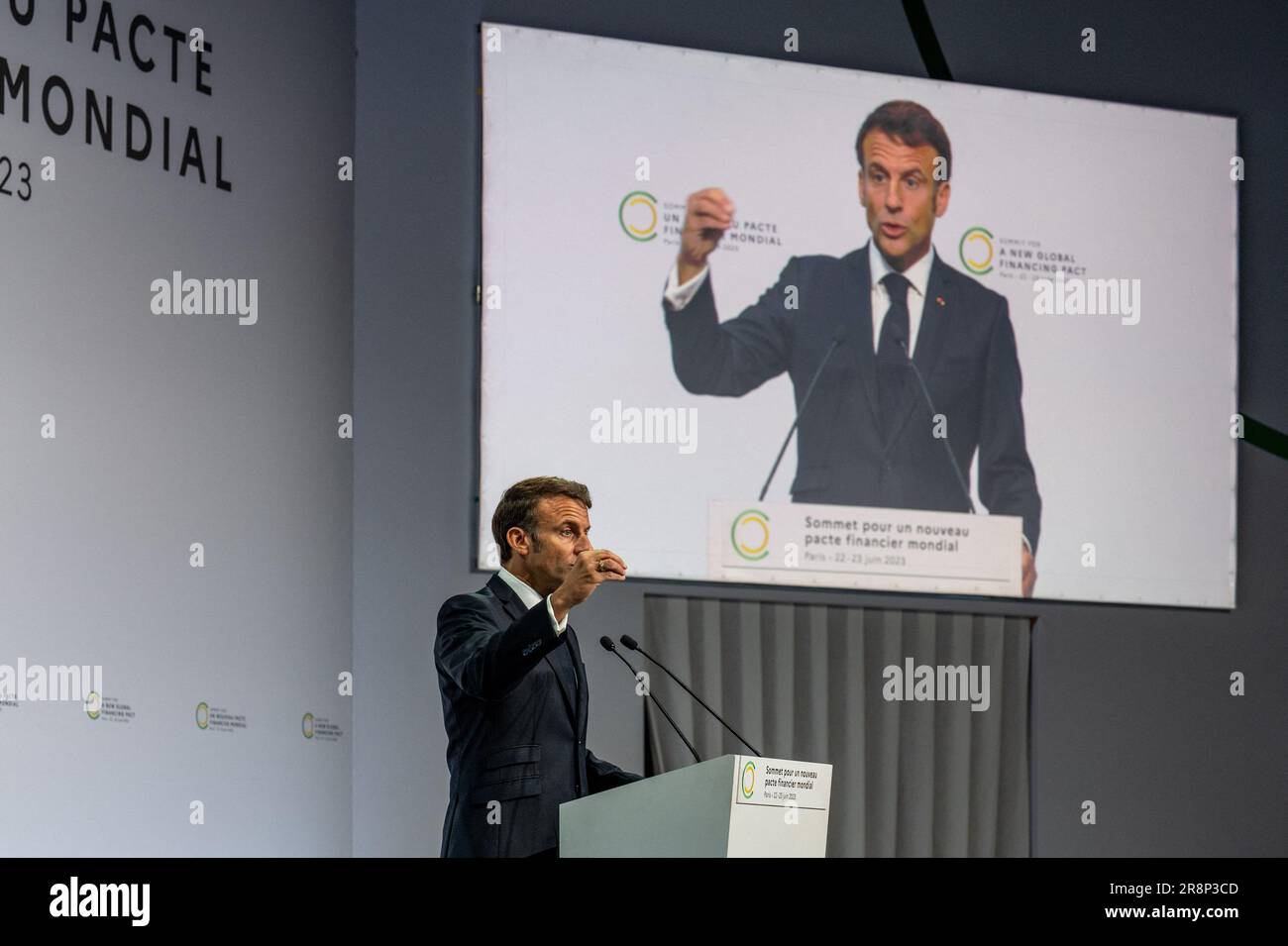 Paris, France. 22nd June, 2023. French president Emmanuel Macron ...