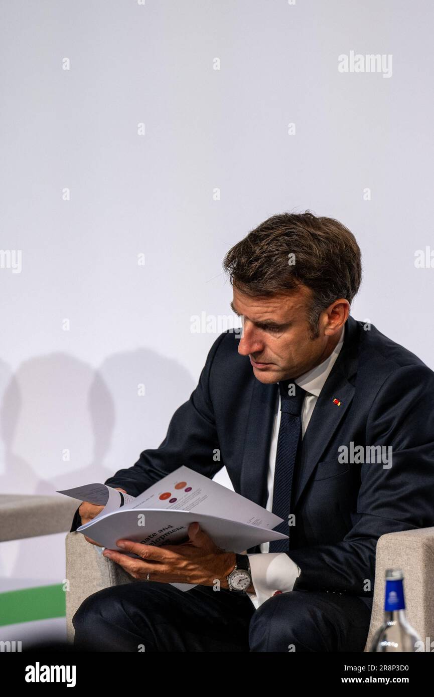 Paris, France. 22nd June, 2023. French president Emmanuel Macron ...