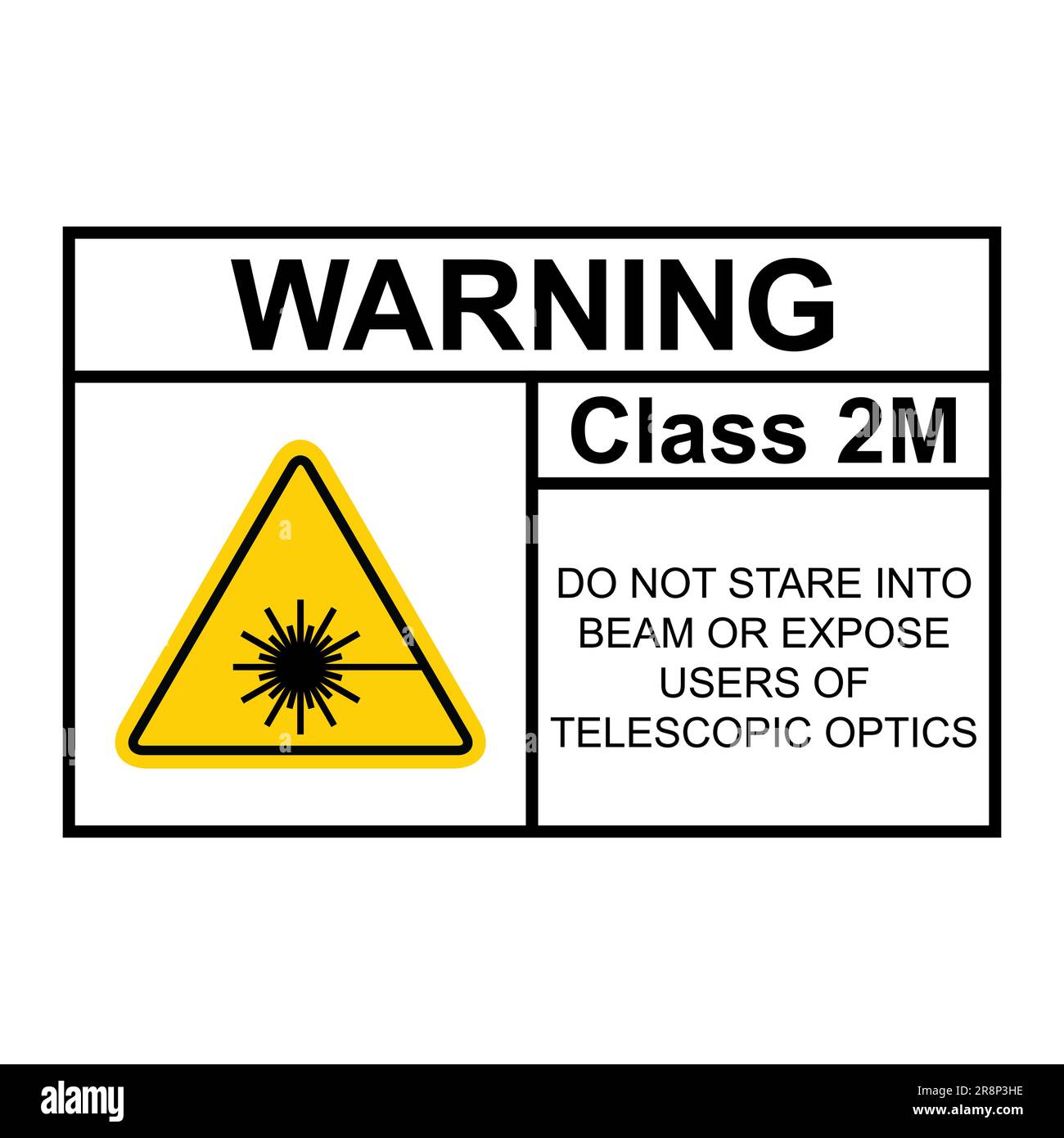 Laser radiation danger class 2M label icon, safety information symbol ...