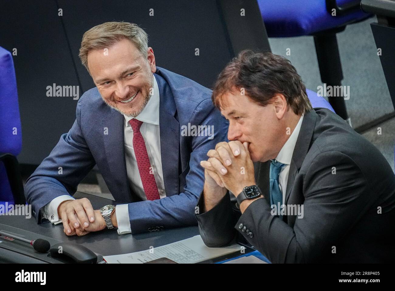 Berlin, Germany. 22nd June, 2023. Christian Lindner (l, FDP), Federal ...